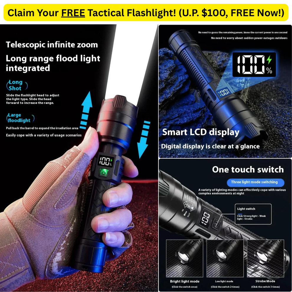 FREE Tactical Flashlight (ZoomBright) – Tactical Gears Today